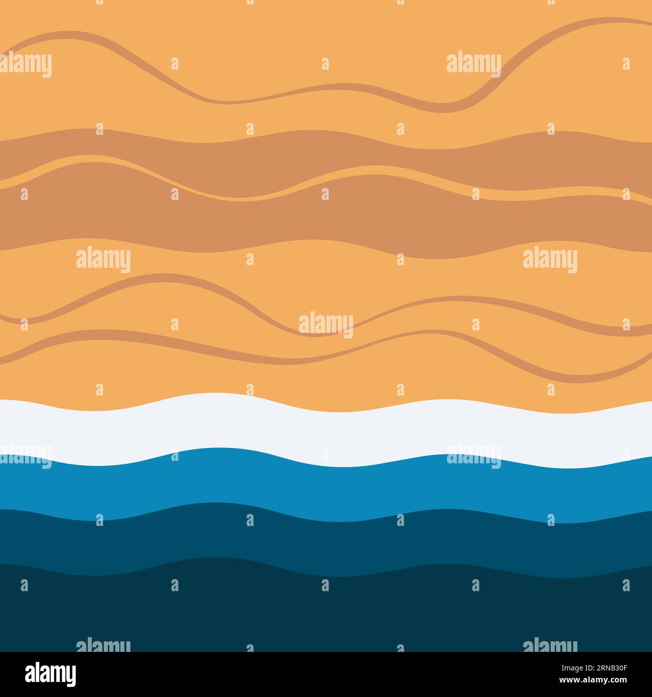Sea waves sandy shore top view. Summer beach background vector template ...