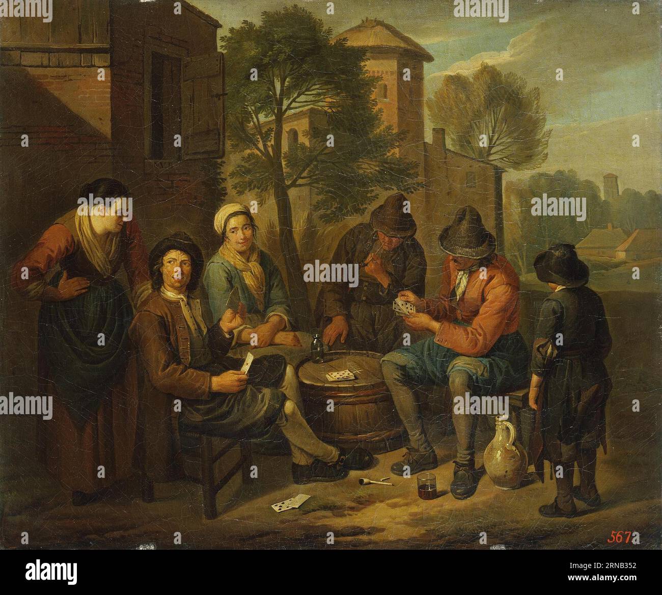 Peasants Playing Cards 1700s by Norbert van Bloemen Stock Photo - Alamy