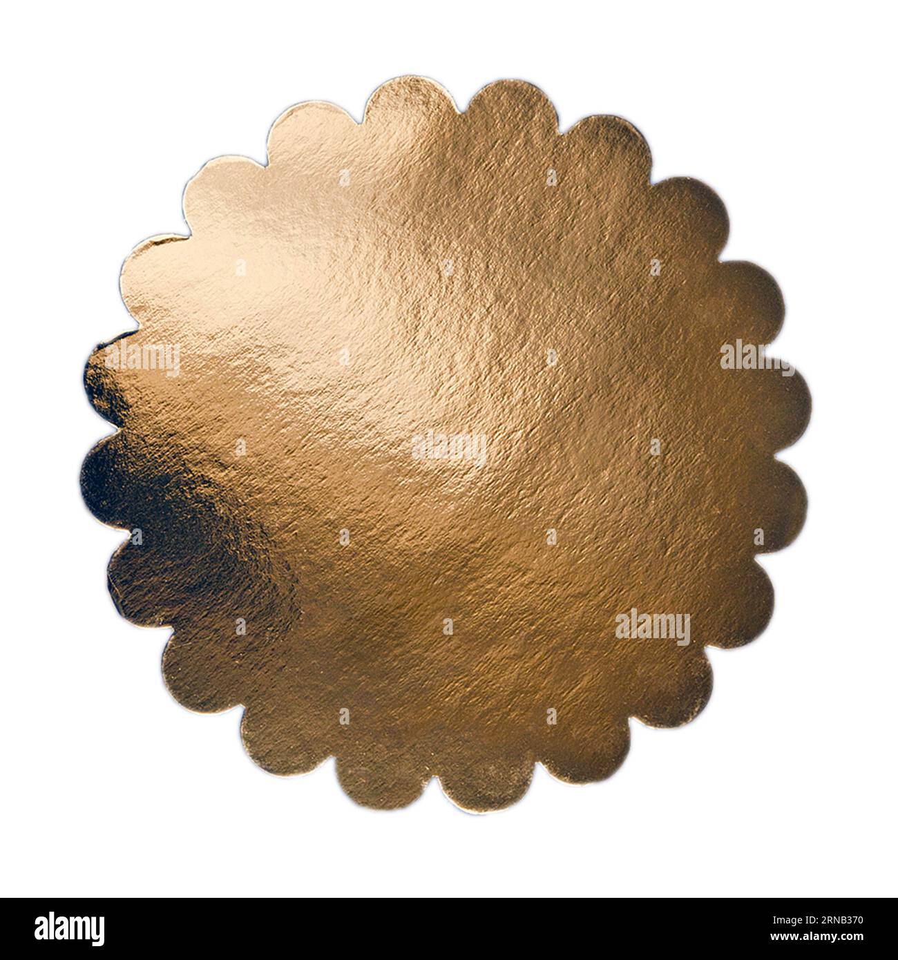 Round golden tray pattern isolated over white background, confectionery ...