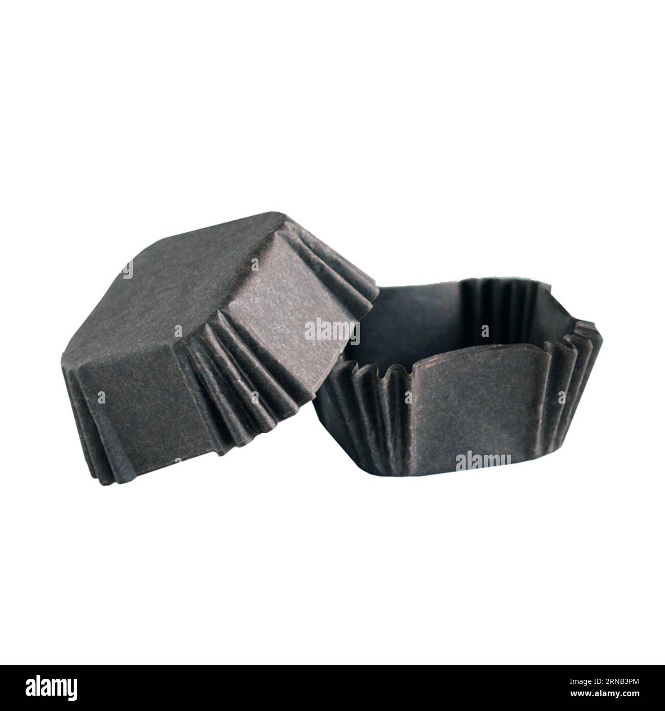 Brown paper cupcake forms for baking isolated over white background ...