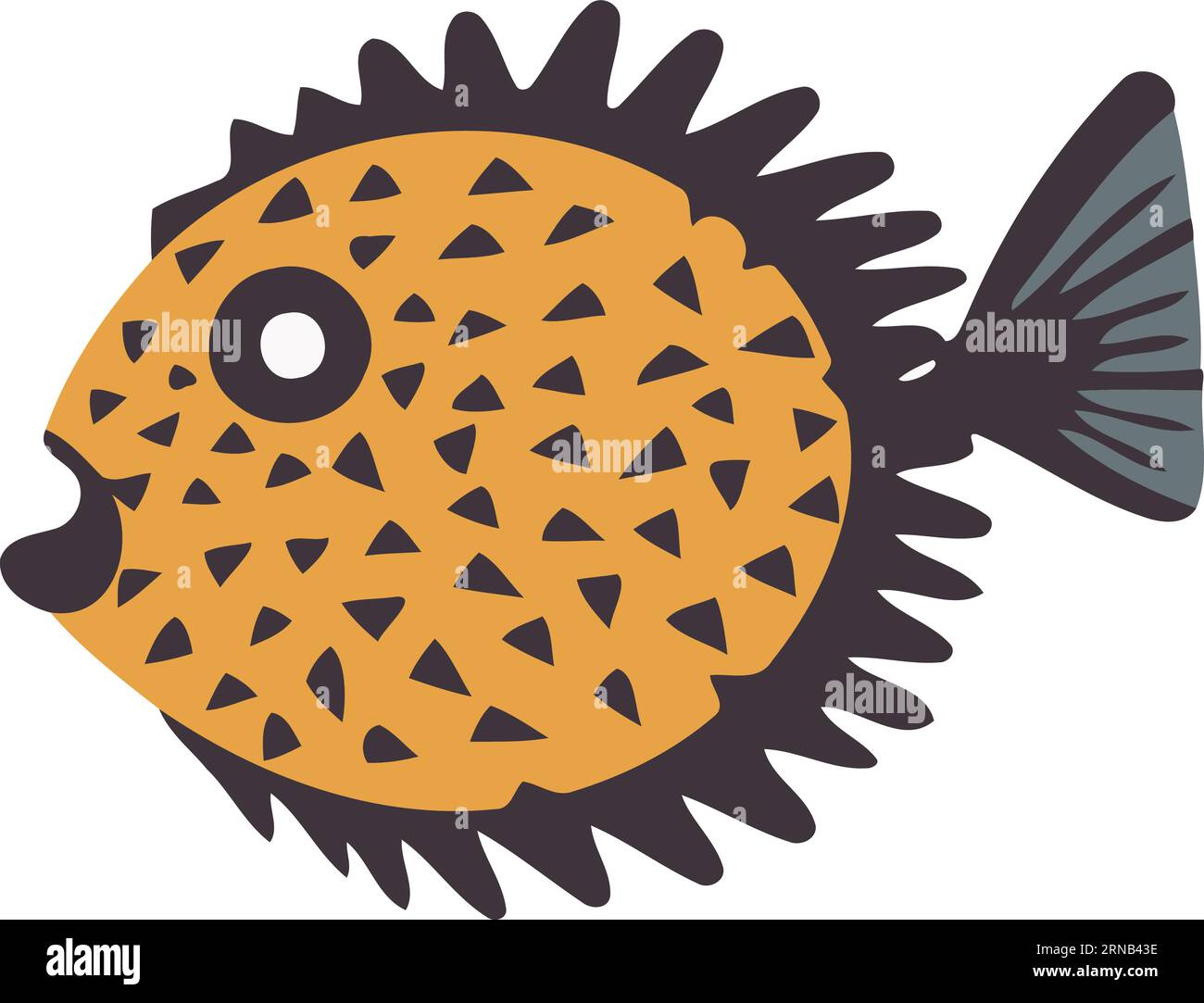 pufferfish aquatic animal isolated minimalistic vector illustration ...