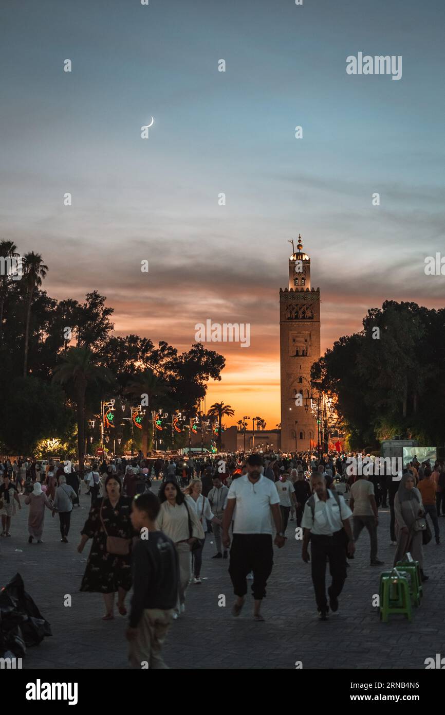 Marrakech mosque moon hi-res stock photography and images - Alamy