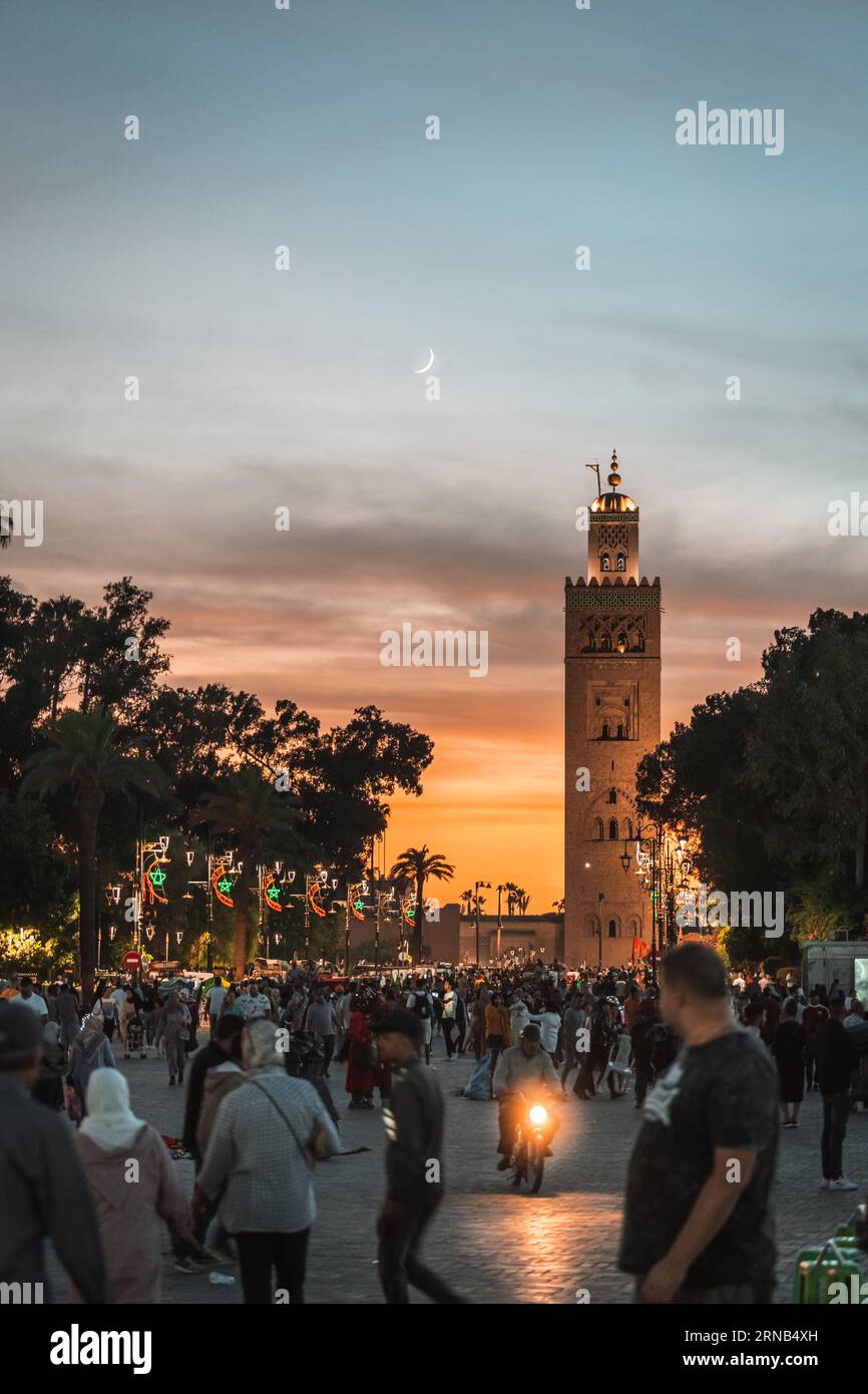 Marrakech mosque moon hi-res stock photography and images - Alamy