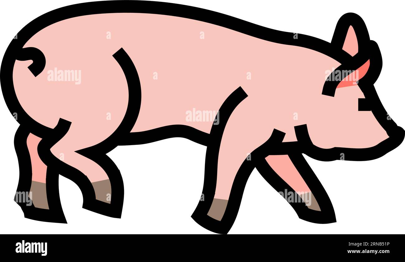 running pig farm color icon vector illustration Stock Vector Image ...
