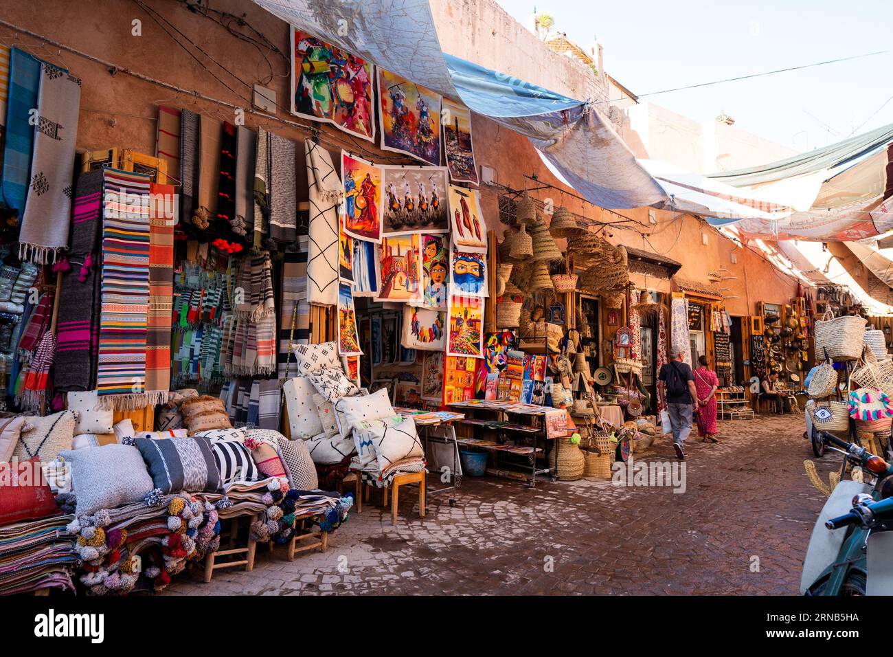 Daily life in a medina in Marrakech, Morocco with tourists and other ...
