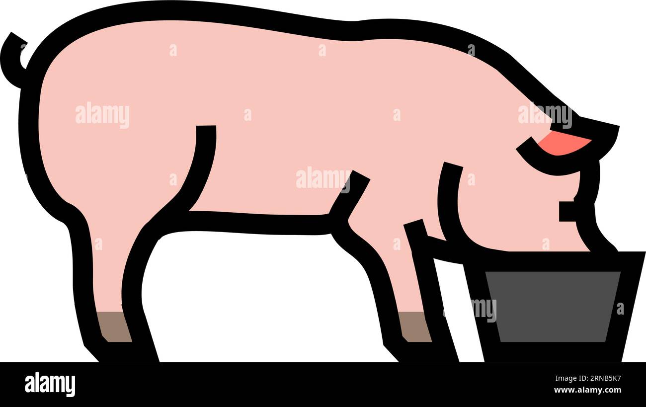 pig feeding farm color icon vector illustration Stock Vector Image ...