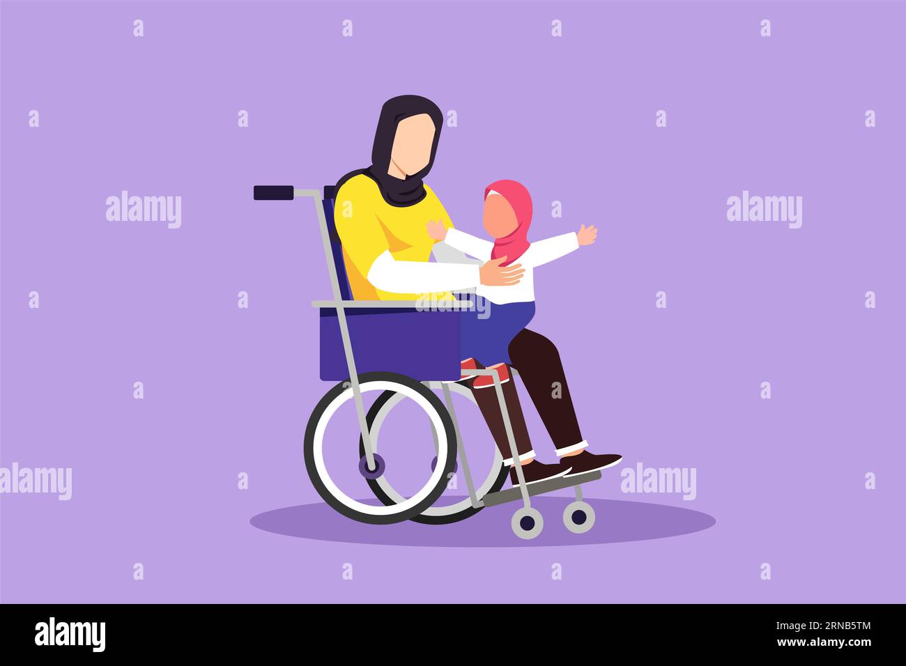 Character flat drawing happy disabled mother with her child. Disability ...