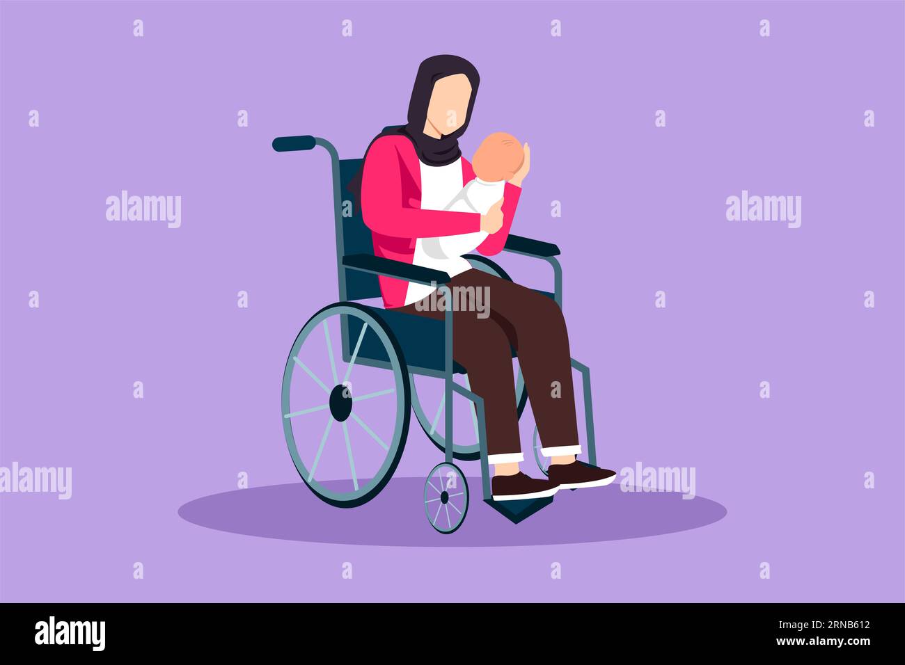 Graphic flat design drawing parents with newborn baby. Arabian woman ...
