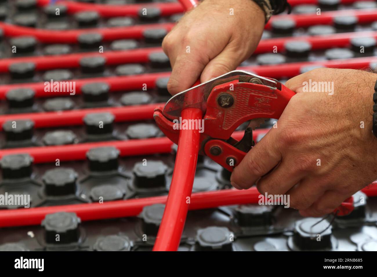 Water underfloor heating systems installation, work in progress on ...