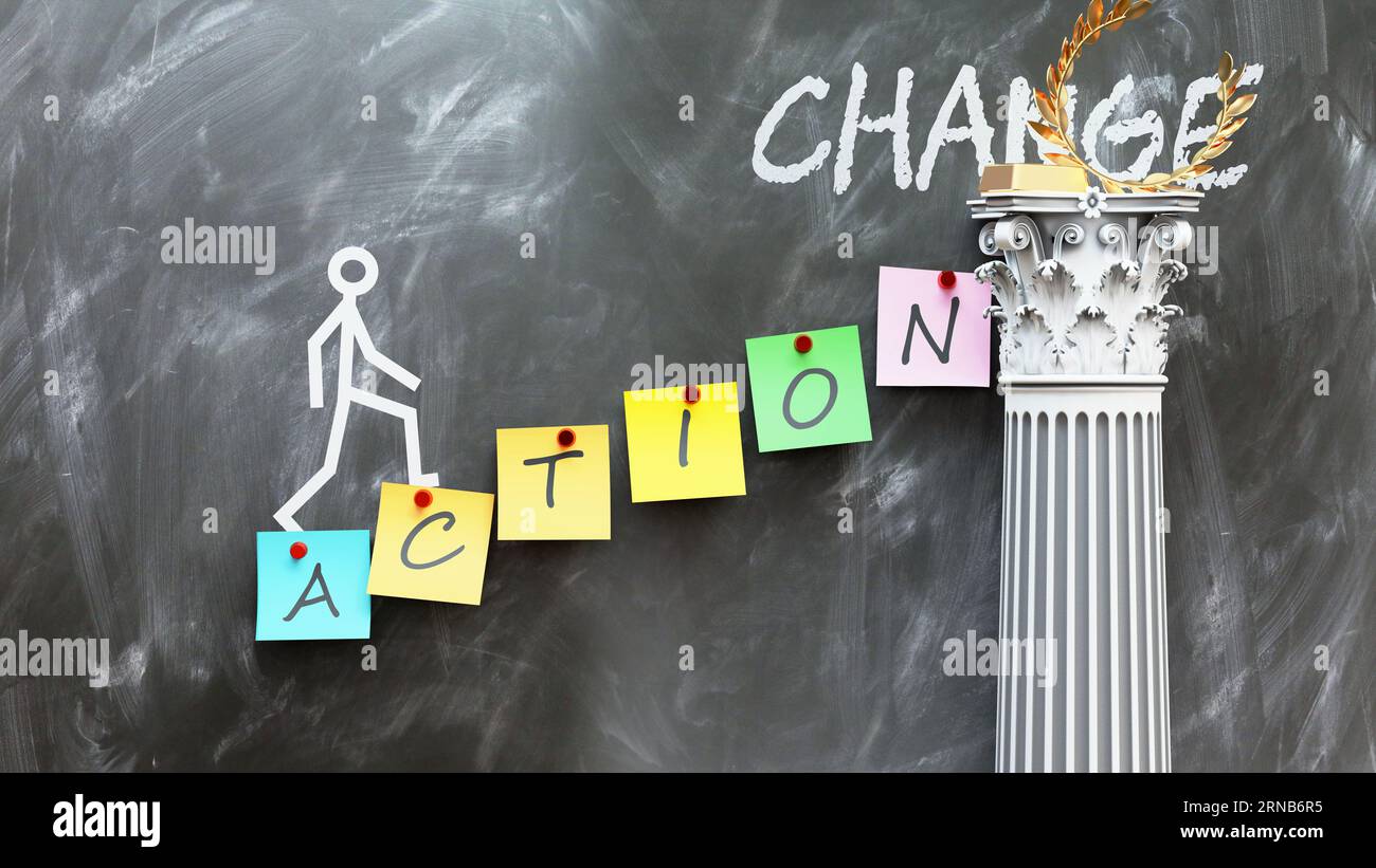 Action leads to Change - a metaphor showing how action makes the way to ...