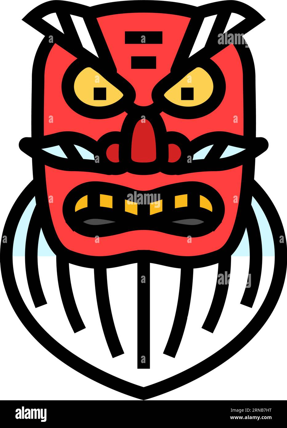 kagura dance mask shintoism color icon vector illustration Stock Vector ...