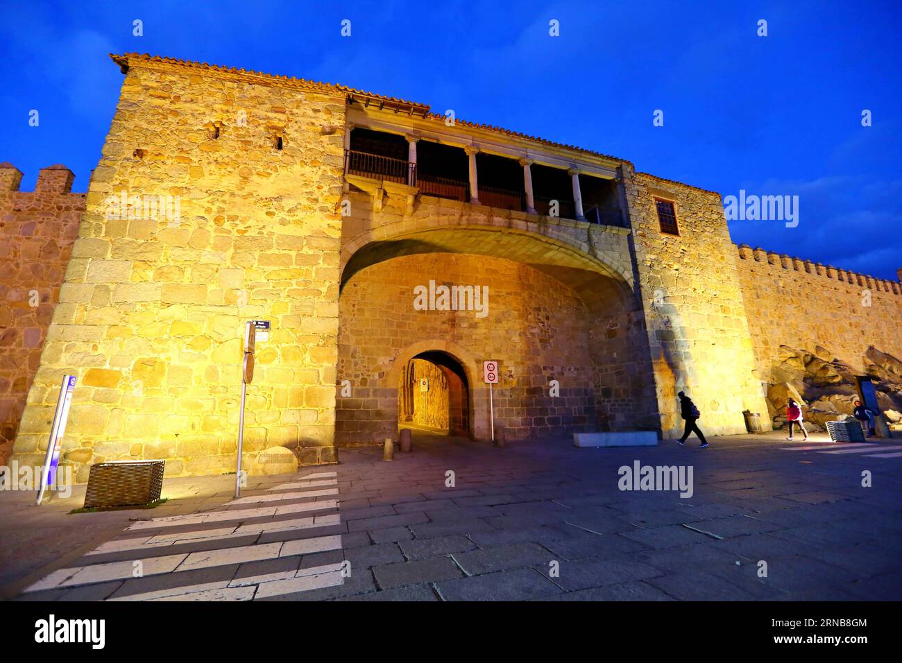 Photo taken on Feb. 16, 2016 shows a gate of the old town of Avila in ...