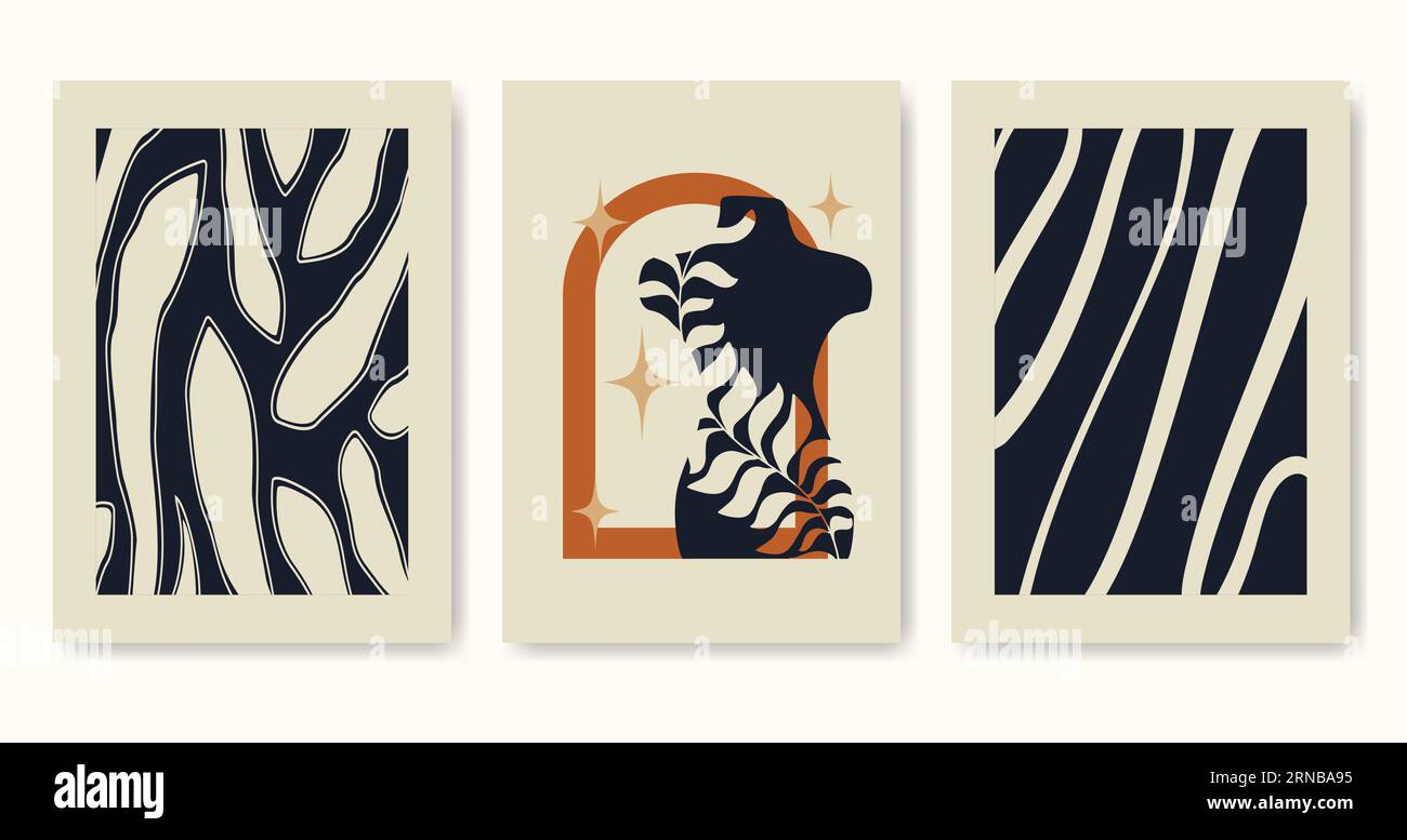 Set of minimalist abstract aesthetic feminine illustrations Stock ...