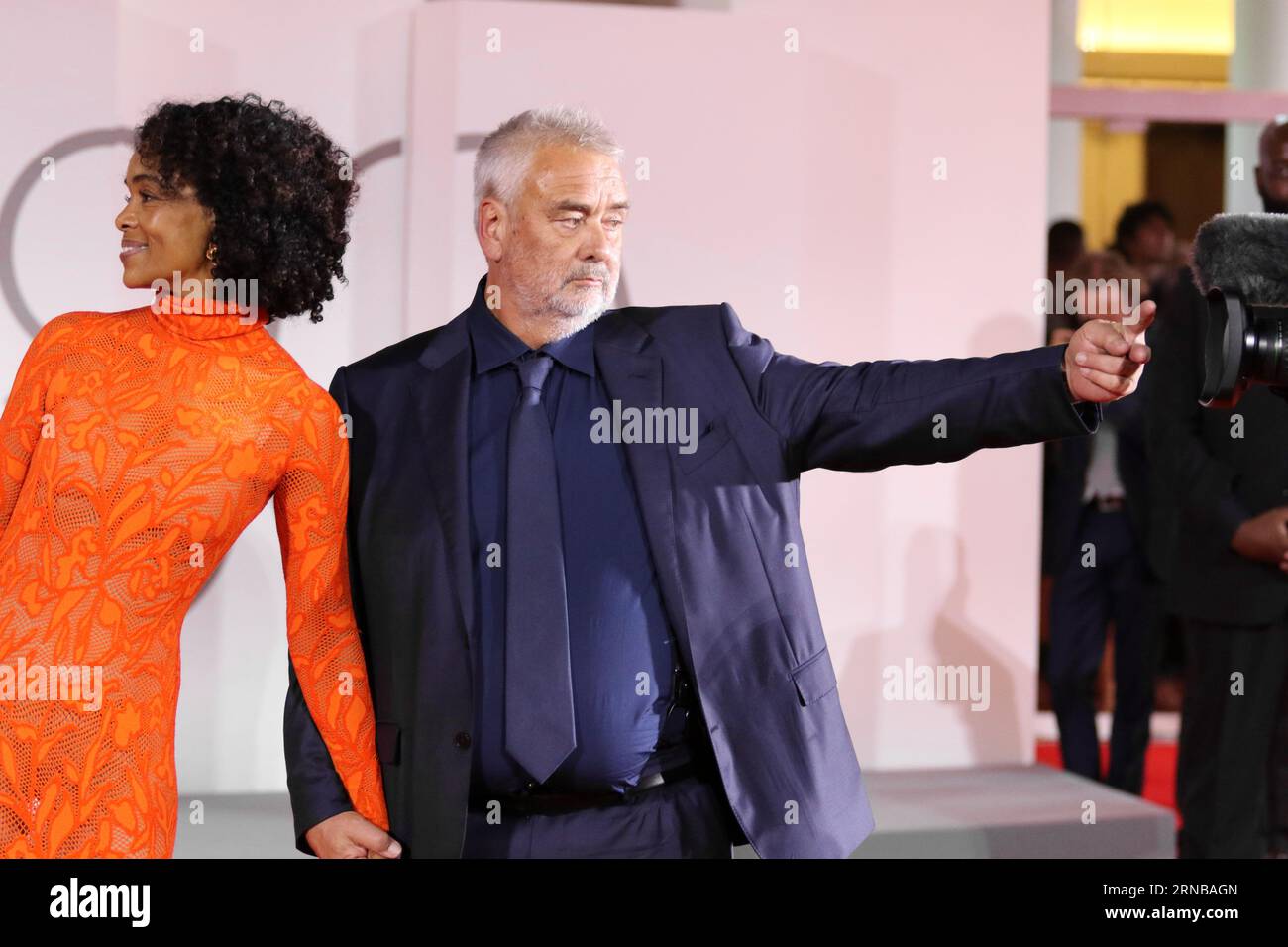 Italy, Lido di Venezia, August 31, 2023: Virginie Silla and Luc Besson ...