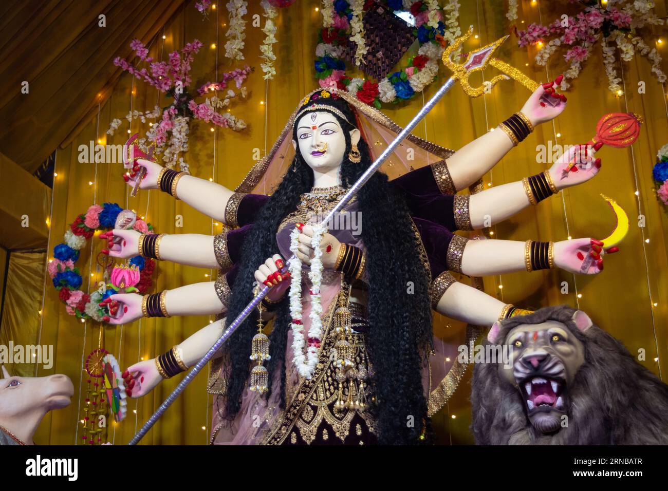 Navratri festival in temple hi-res stock photography and images - Alamy