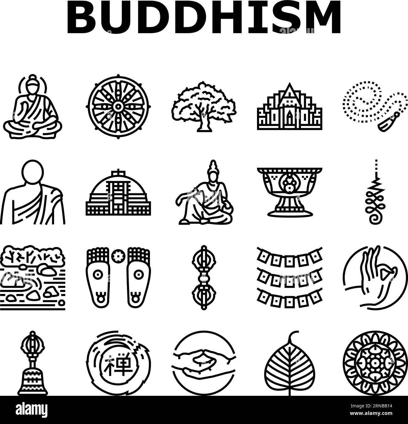 buddhism buddha lotus meditation icons set vector Stock Vector Image ...