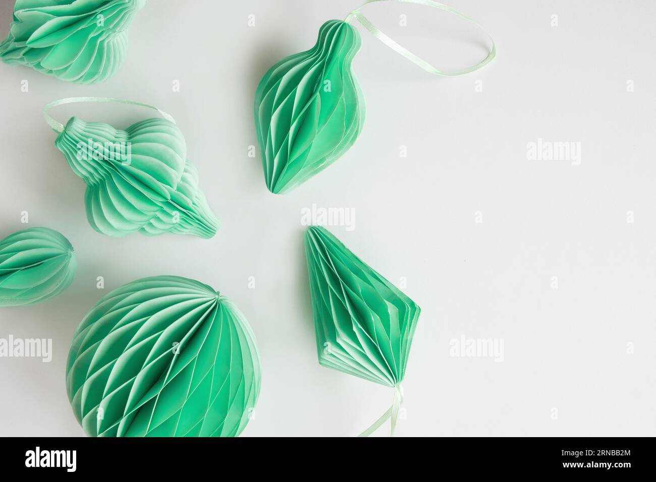 Paper Christmas honeycomb ornaments. Handmade foldable decor. Concept ...