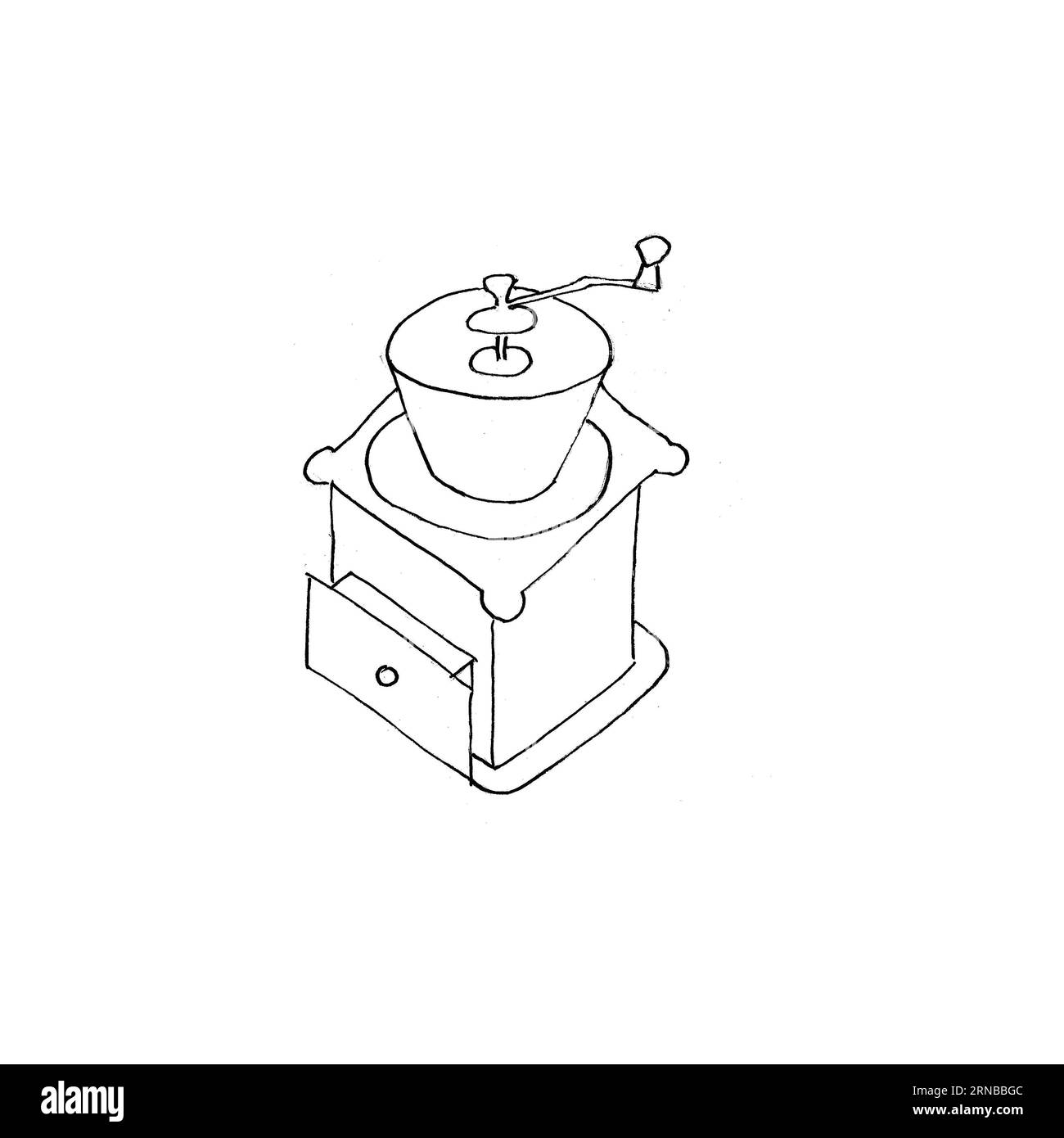 hand drawing coffee grinder manual antique Stock Photo - Alamy
