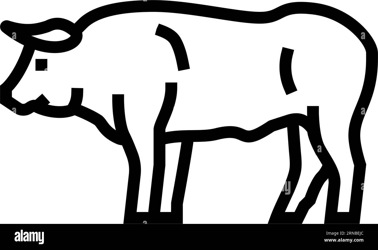 bull standing animal line icon vector illustration Stock Vector Image ...