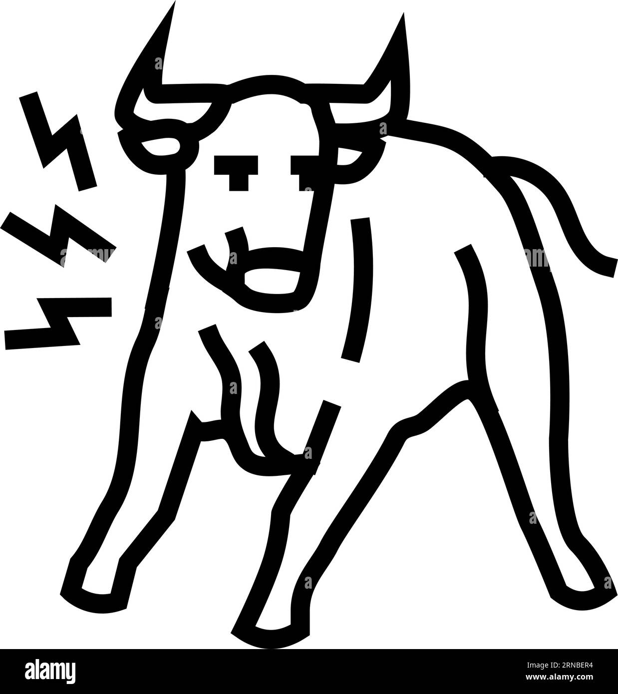 angry bull animal line icon vector illustration Stock Vector Image ...