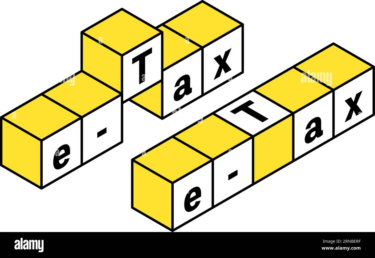 Isometric logo icon for e-Tax, building blocks, Vector Illustration ...