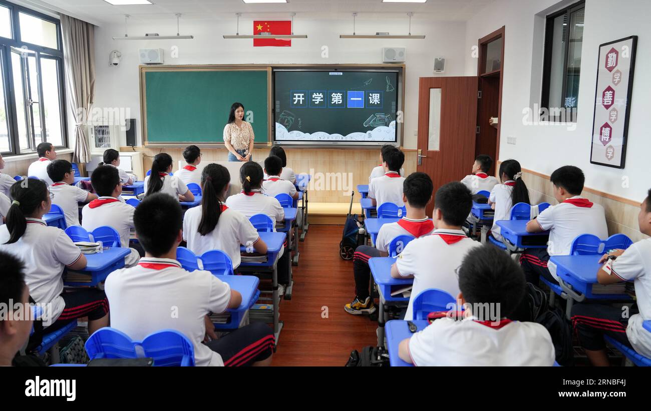 Shanghai, China. 1st Sep, 2023. Students have a class at a middle ...
