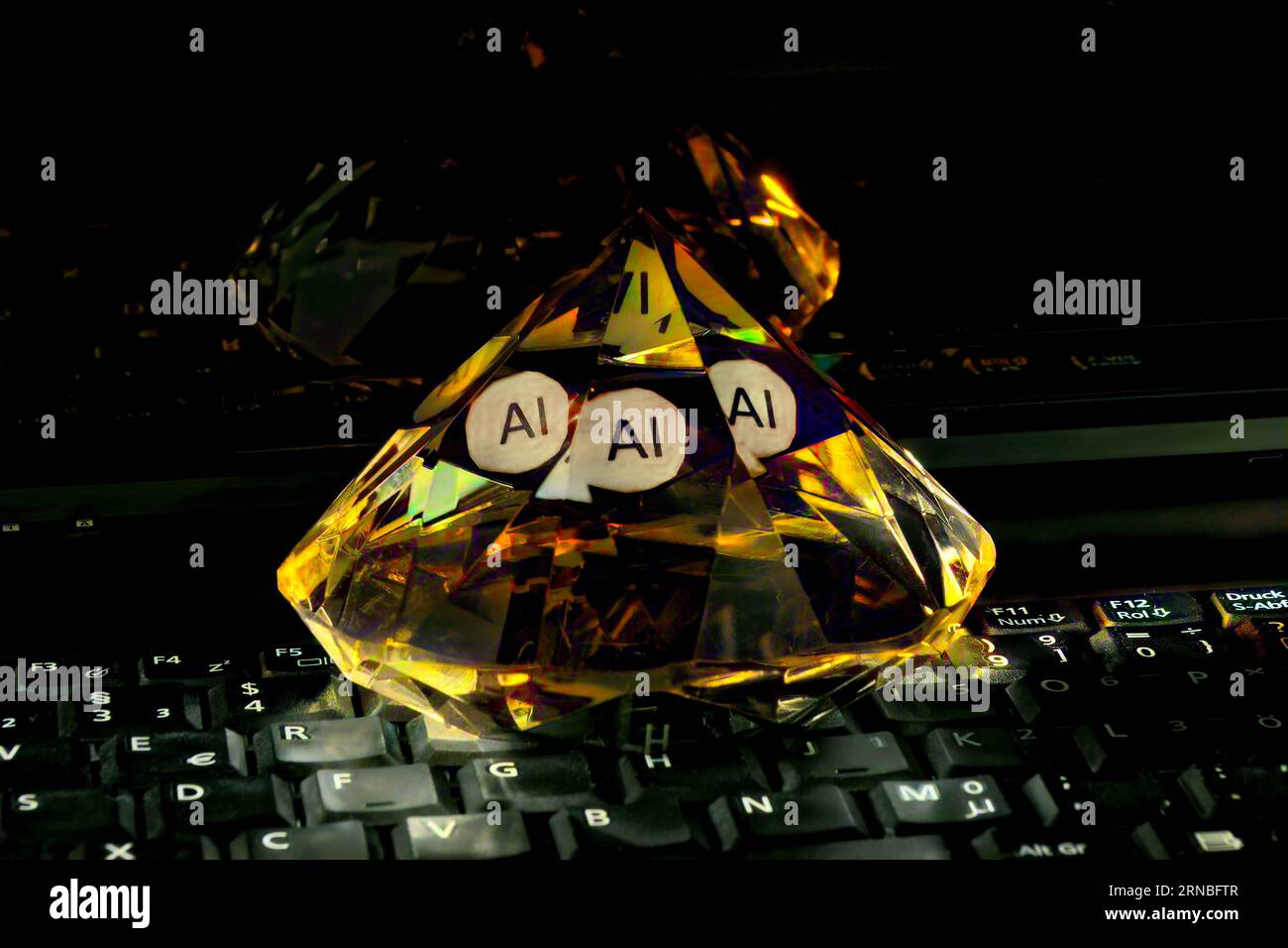 AI, artificial intelligence the new diamond of information technology, colorful image with ...