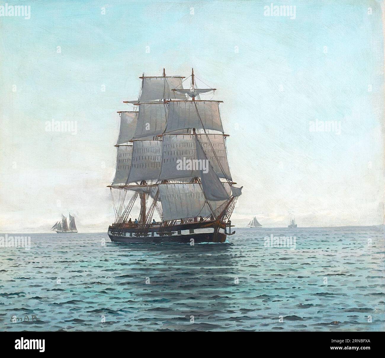 Seascape with sailing ships. between 1912 and 1948 by Emanuel Petersen ...
