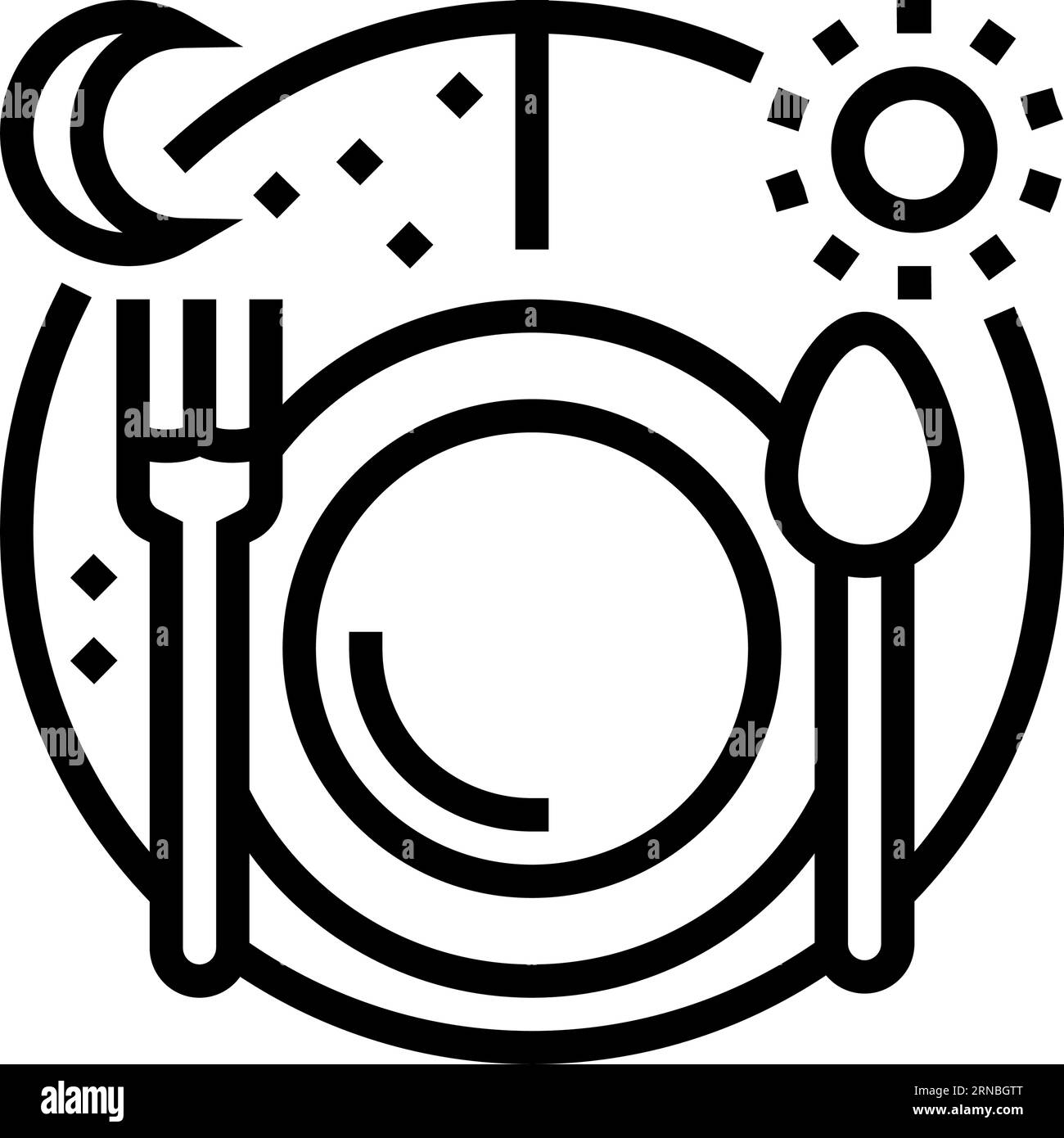 fasting sun moon line icon vector illustration Stock Vector Image & Art ...
