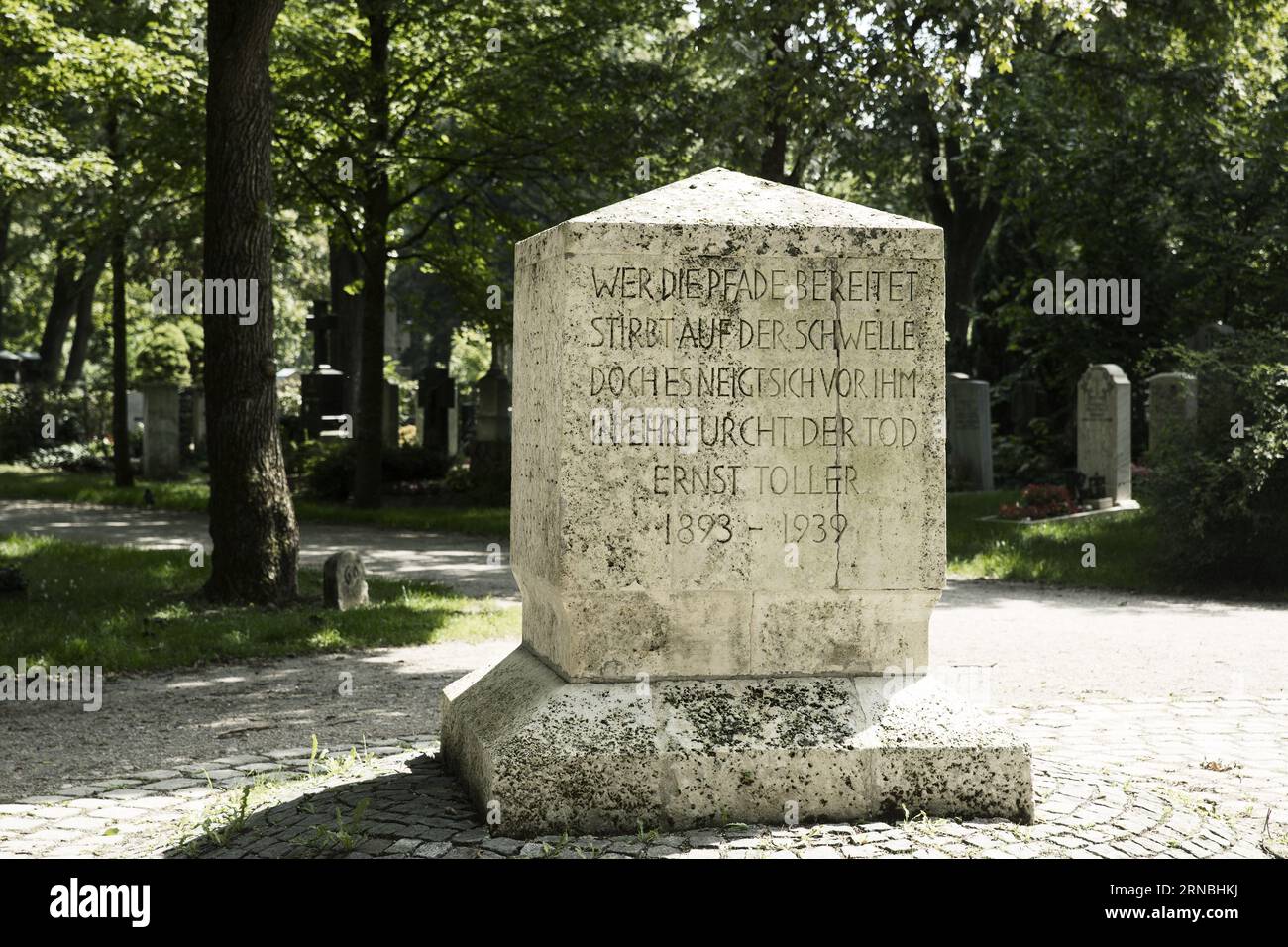 Ernst Toller memeorial at Ostfriedhof cemetery in Munich Stock Photo ...