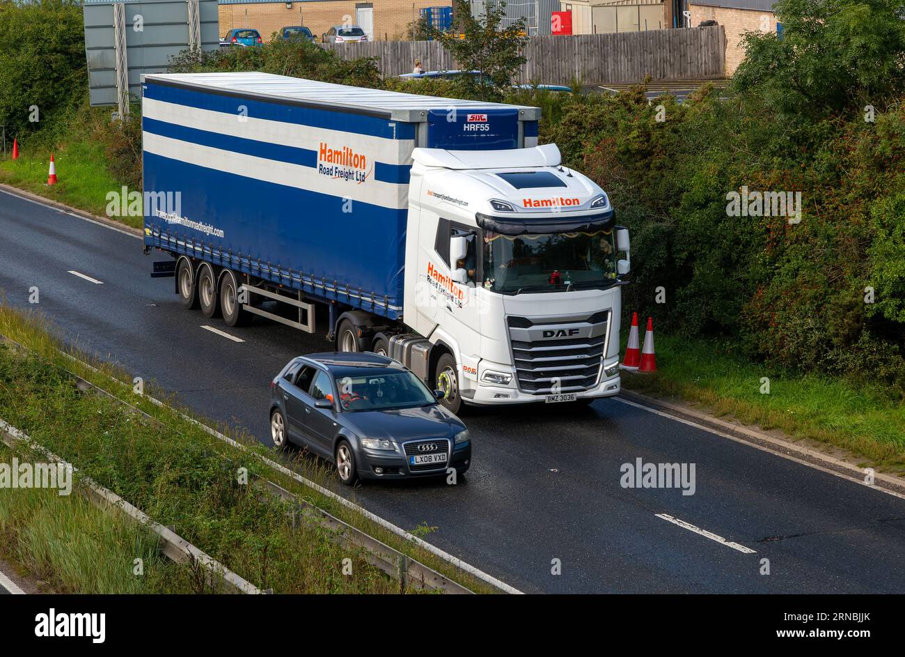 Hamilton RoadFreight DAF lorry, A12 dual carriageway main road ...