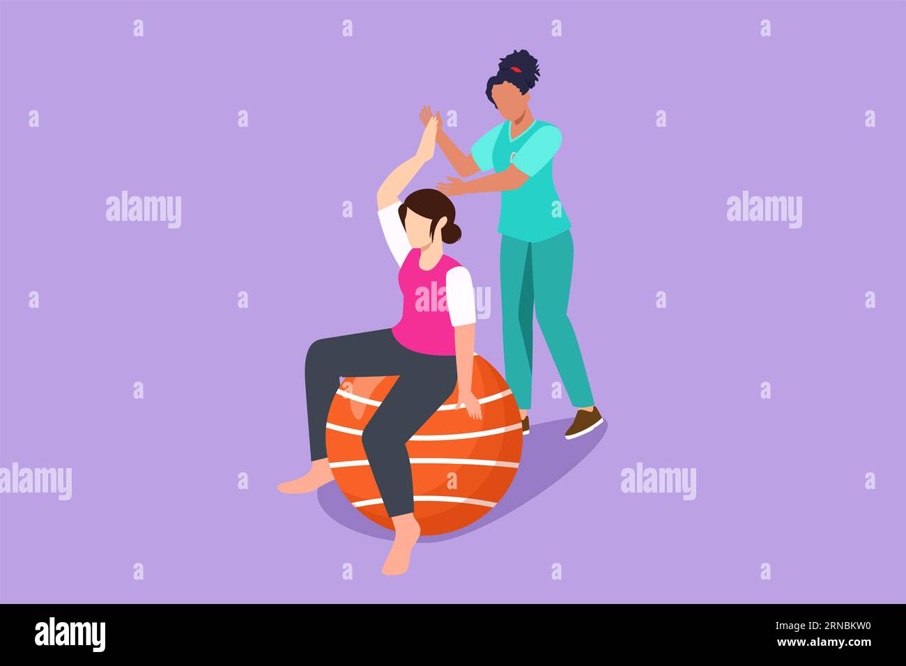 Graphic flat design drawing physiotherapy rehabilitation isometric ...