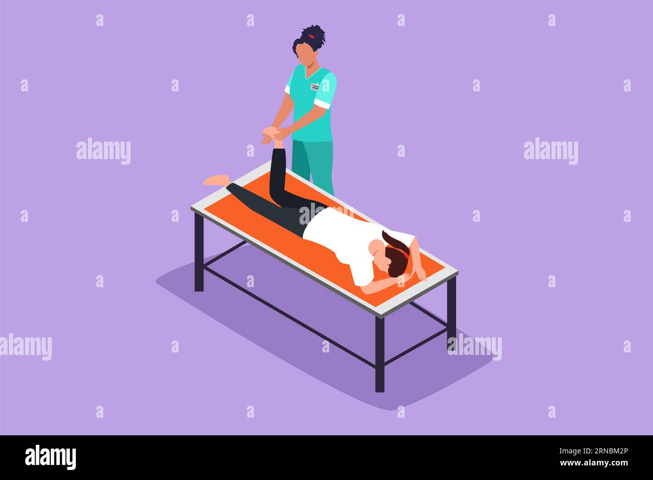 Graphic flat design drawing of physiotherapy rehabilitation assistance ...