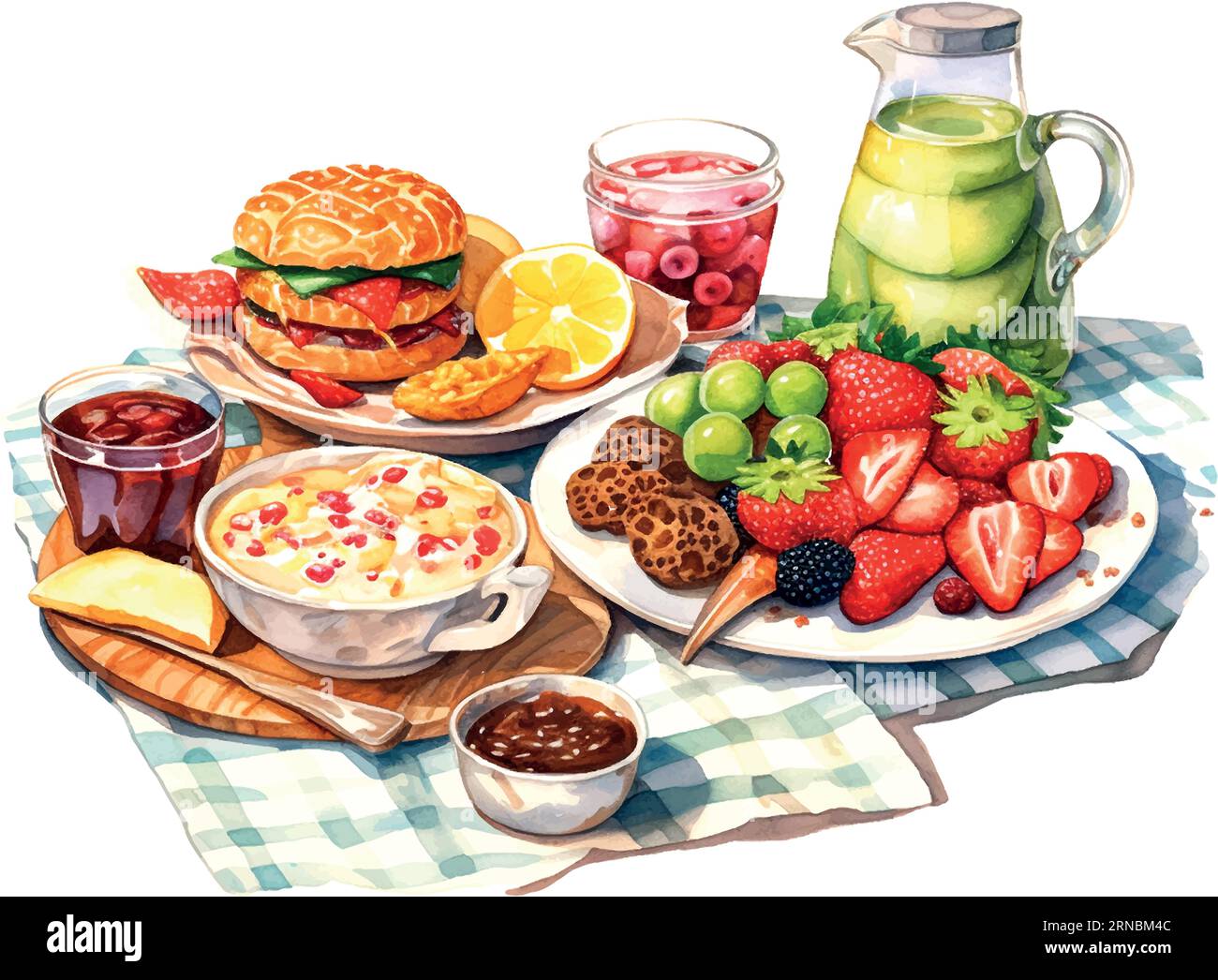 Watercolor breakfast still life watercolor for decoration design Stock ...