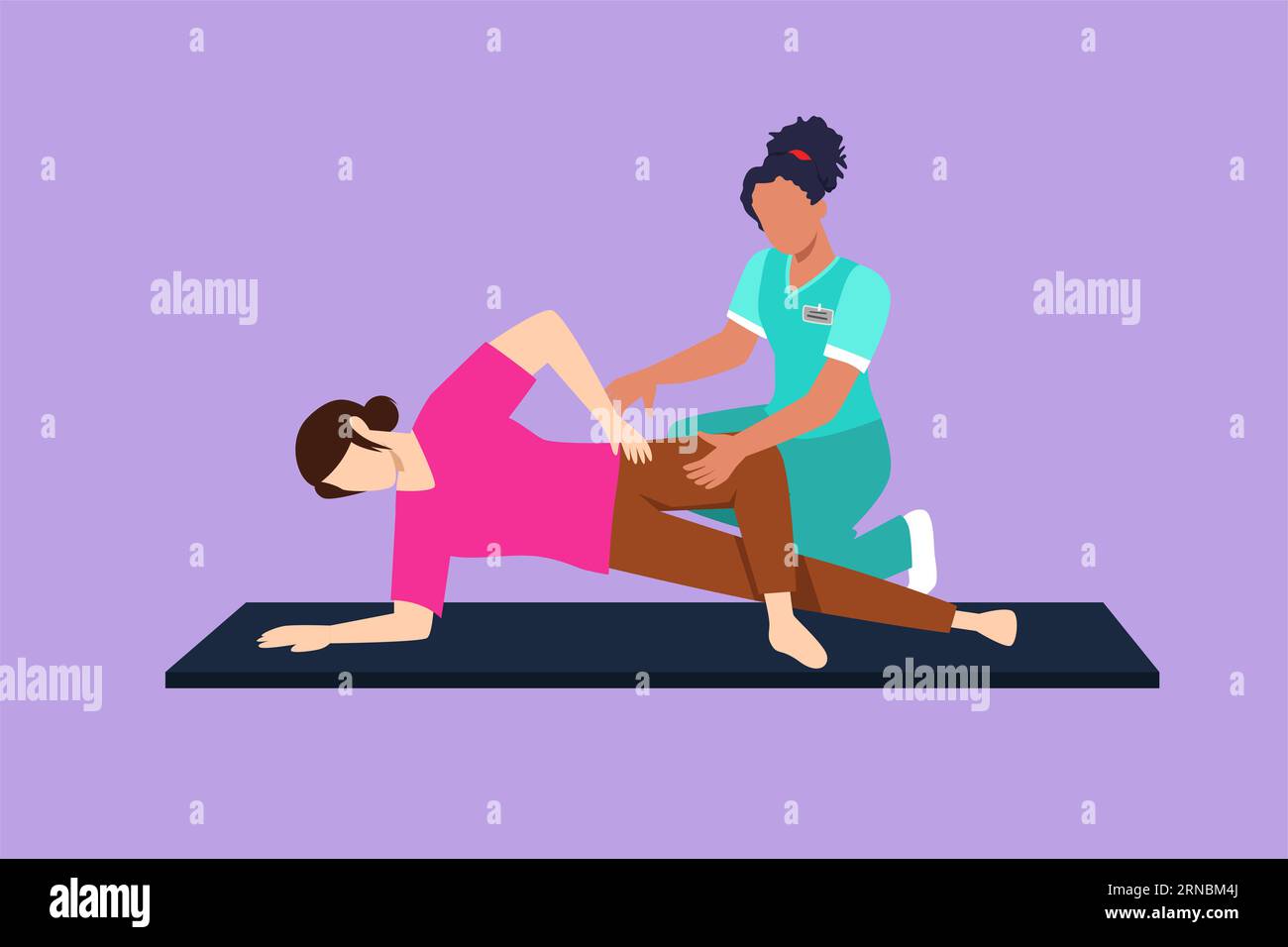 Graphic flat design drawing professional female osteopath bonesetter ...