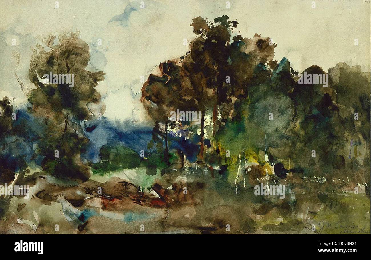 Landscape Sketch circa 1880 by Joseph Frank Currier Stock Photo - Alamy