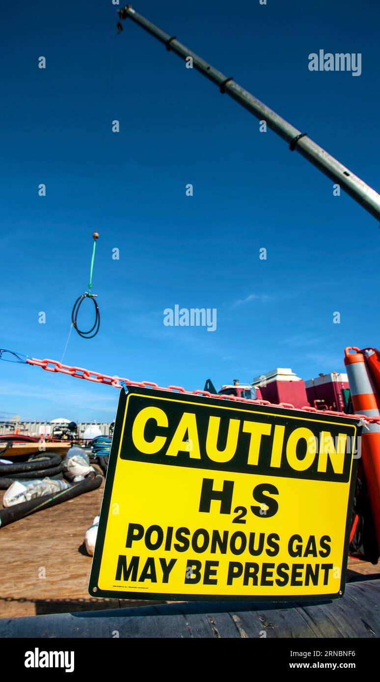 Gas caution sign at shipyard in Lake Charles, Louisiana Stock Photo - Alamy