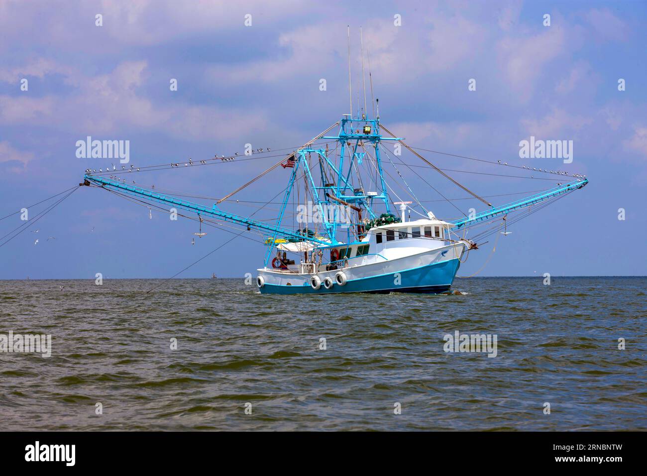 Shrimpers ply their craft off the coast of Louisiana Stock Photo - Alamy