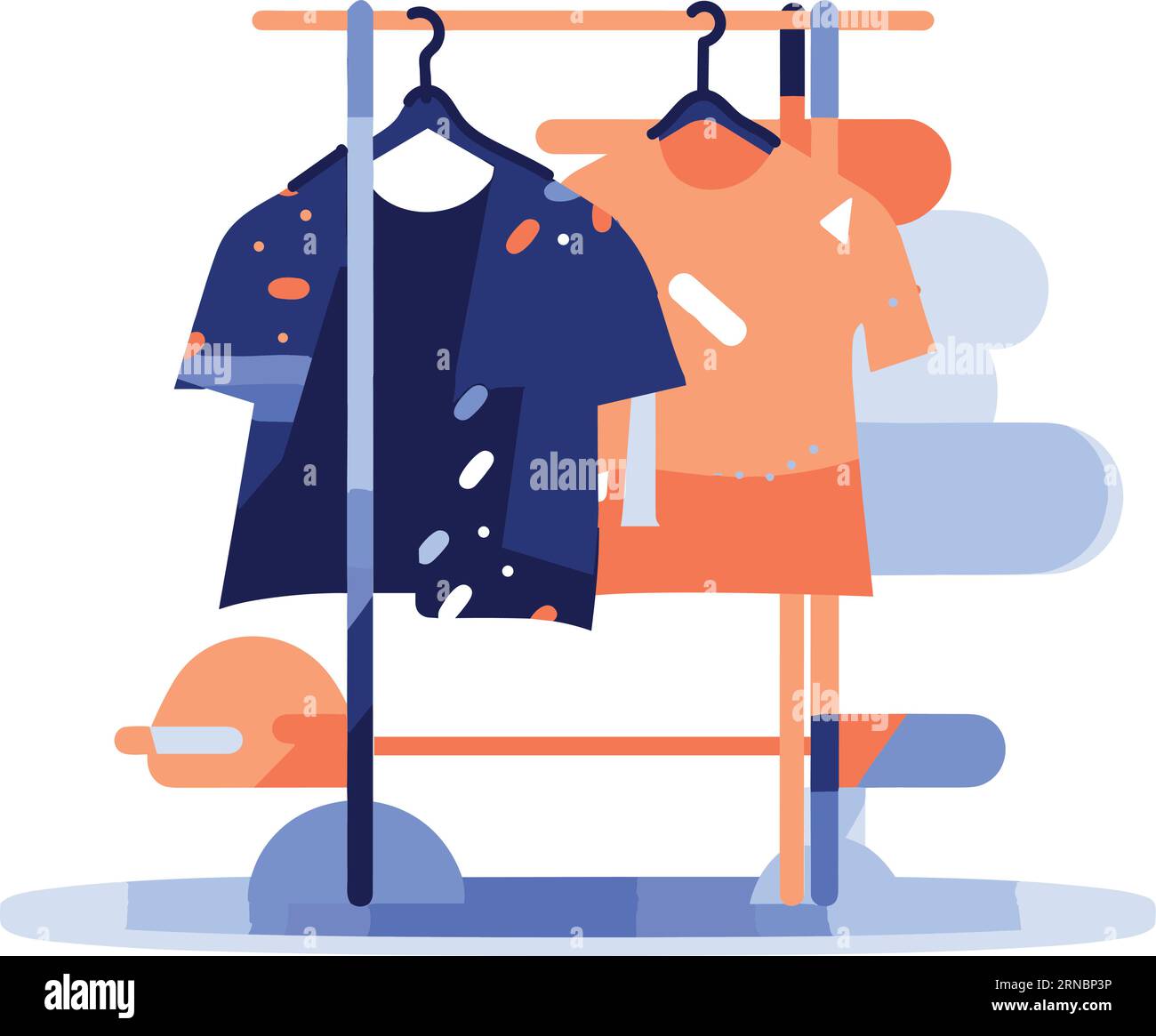 Clothing store and coat rack in UX UI flat style isolated on background ...