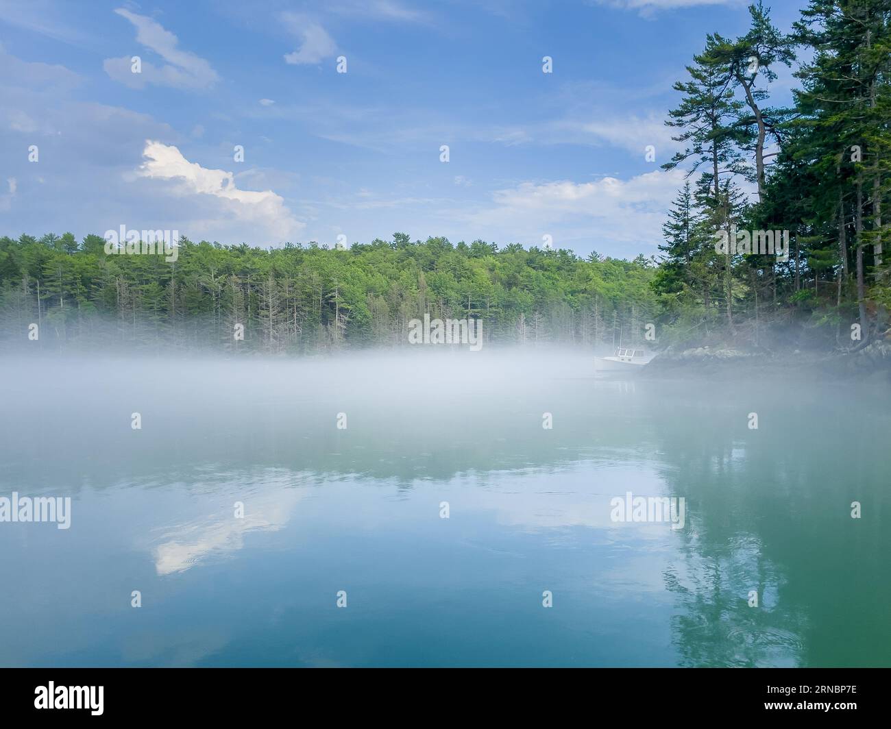 Dock on the Sheepscot River near Edgecomb, Maine, at sunset Stock Photo ...