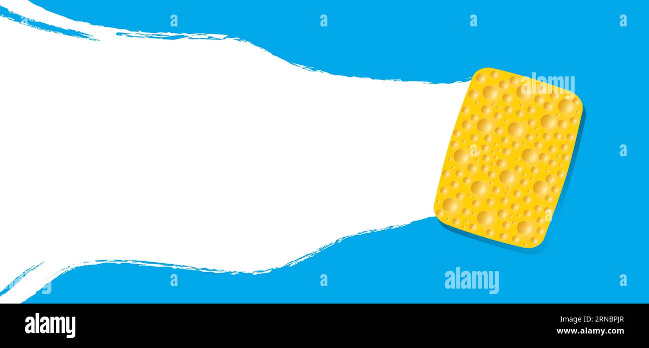 Yellow sponge wiping glass. window cleaning glass service. Windows ...