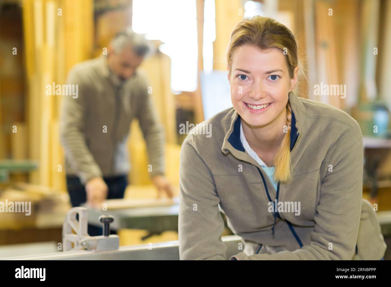 Beautiful female carpenter woodshop hi-res stock photography and images ...