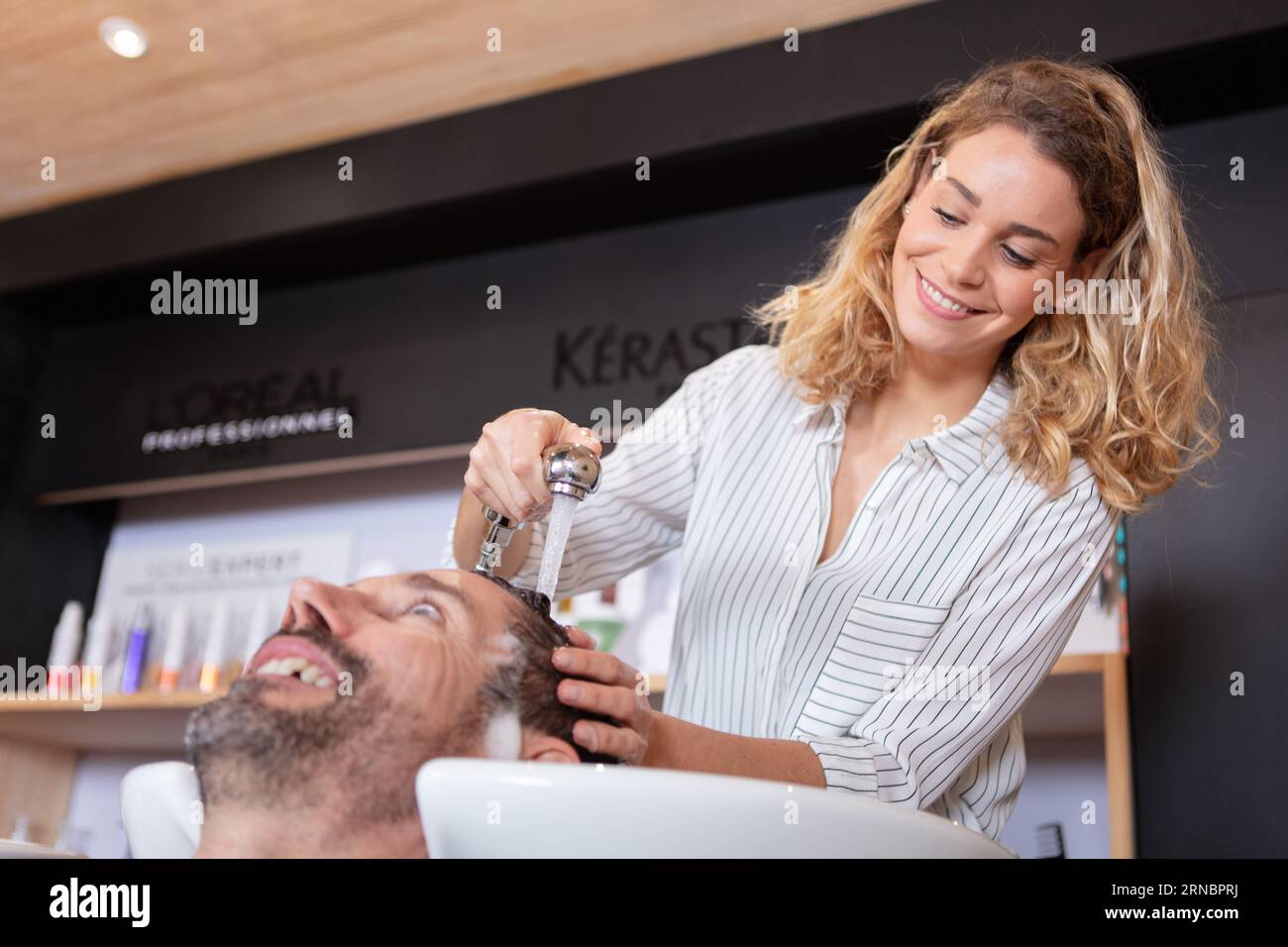 Long hair man shampoo hi-res stock photography and images - Alamy