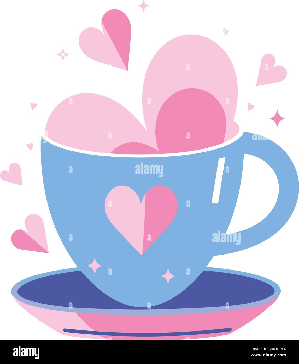 coffee mug with heart in UX UI flat style isolated on background Stock ...