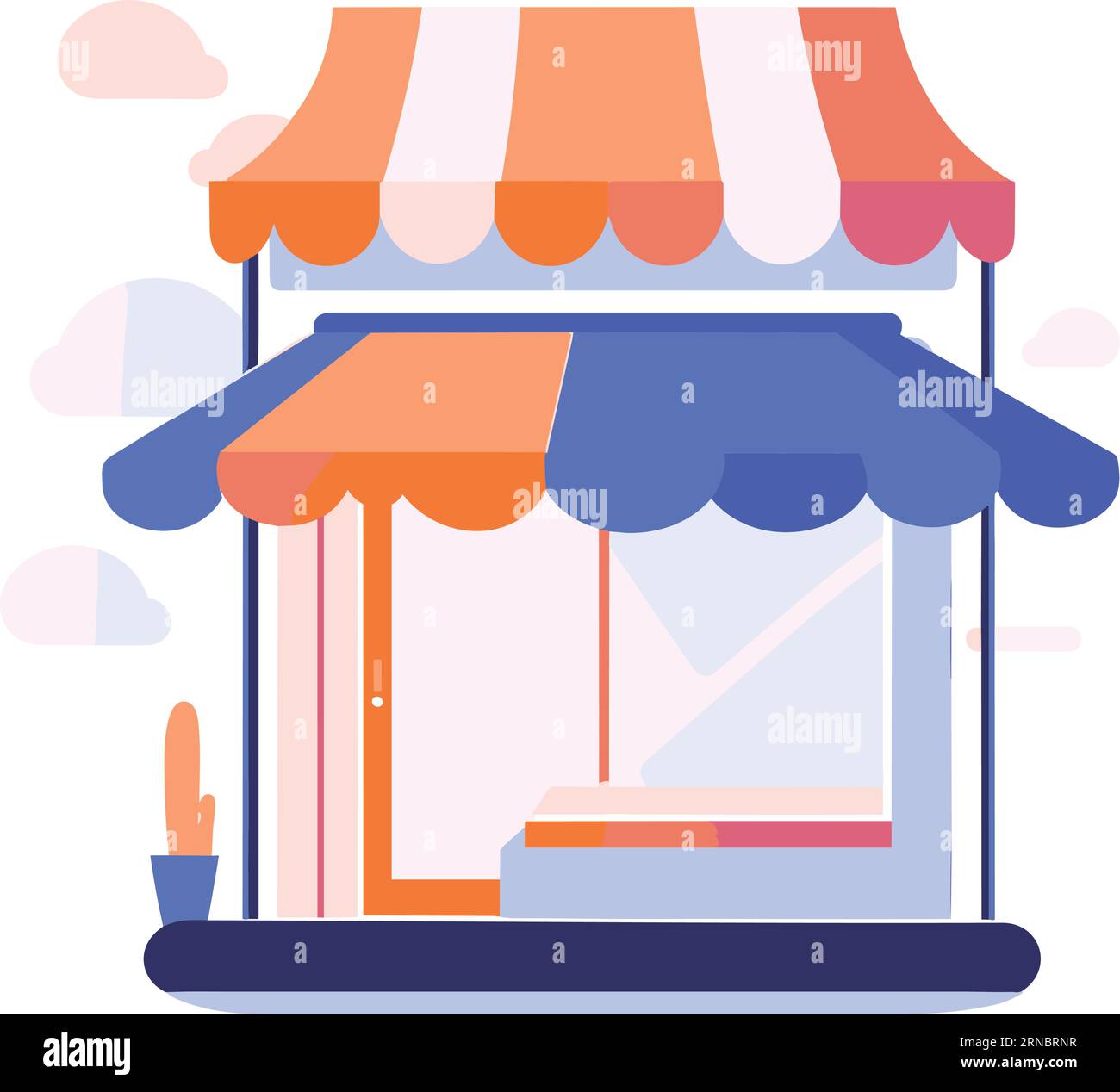 Storefront facade for online stores in UX UI flat style isolated on ...