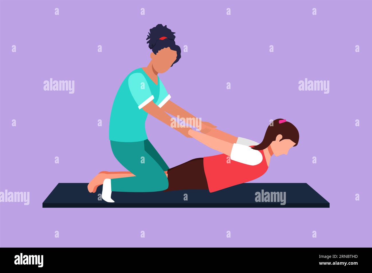Cartoon flat style drawing of professional therapist practicing massage ...