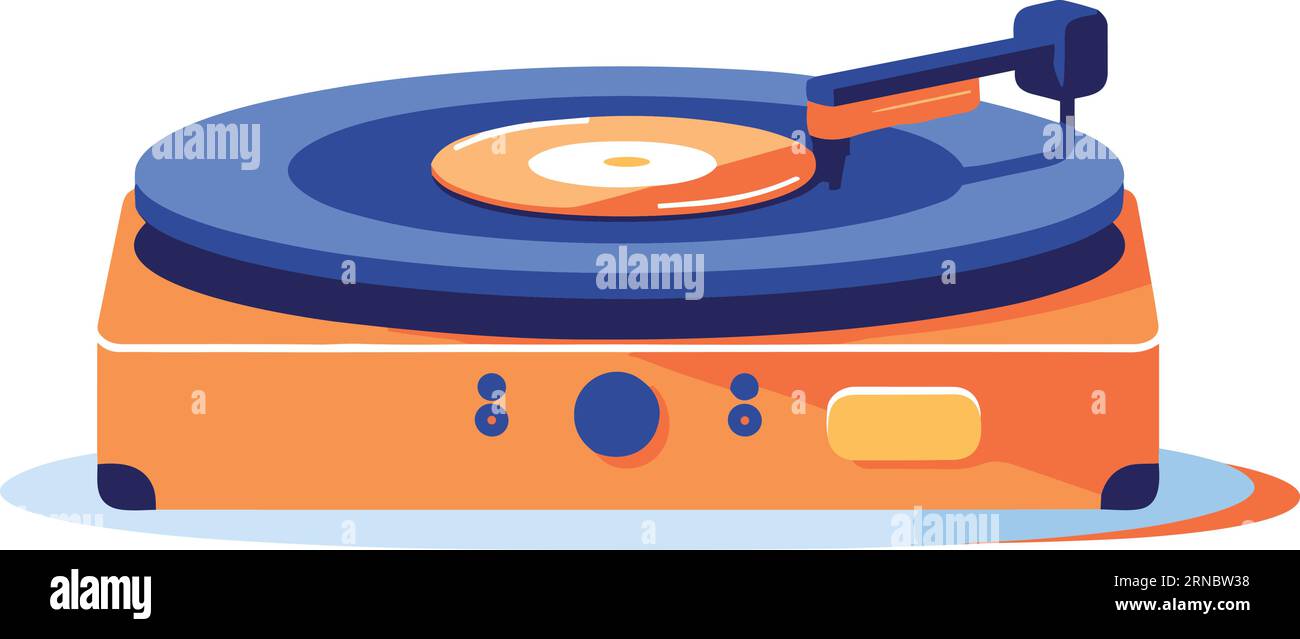 vintage record player in UX UI flat style isolated on background Stock ...