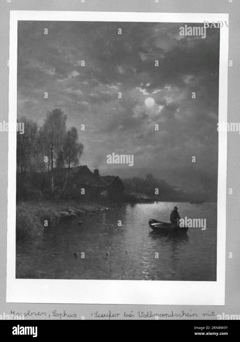 Landscape at moonlight fishing - men in a boat 1879 by Sophus Jacobsen ...