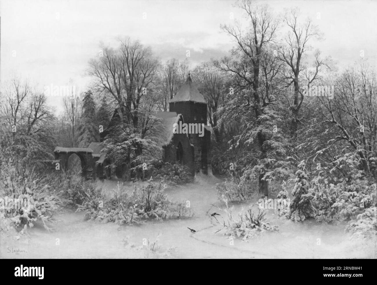 Winter Landscape 1870 by Sophus Jacobsen Stock Photo - Alamy