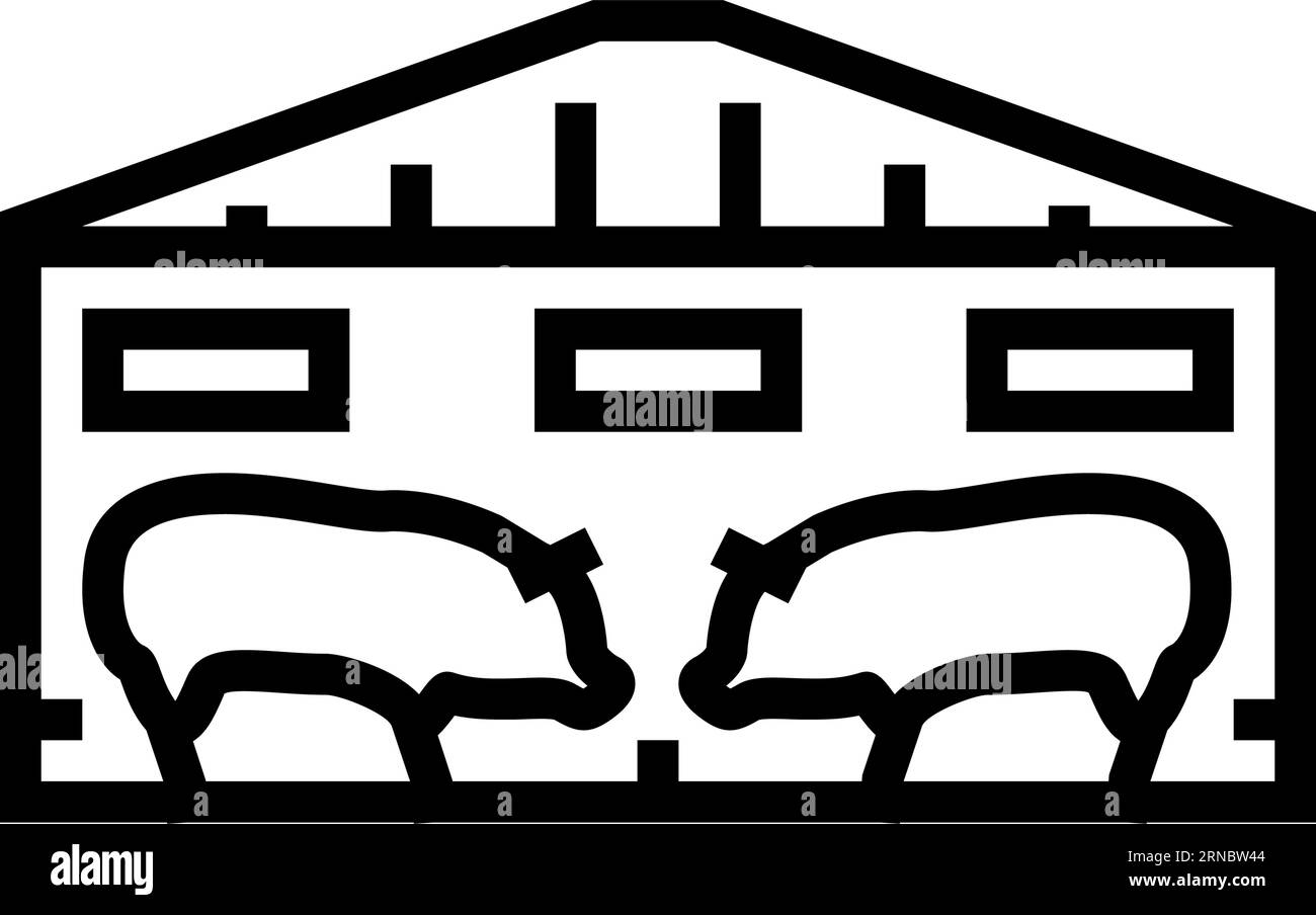 pigsty farm animal line icon vector illustration Stock Vector Image ...